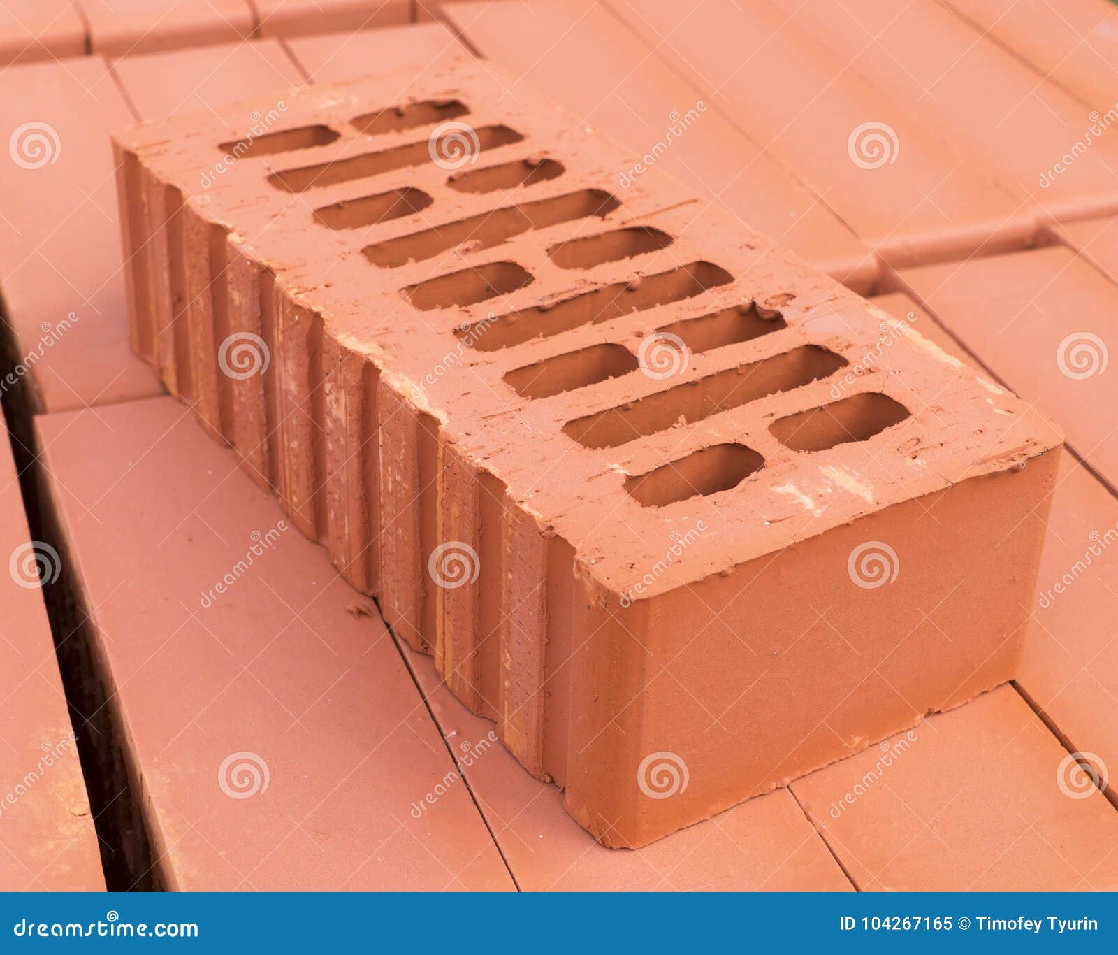 Orange Clay Brick Stack. Background. Stock Image - Image of ...