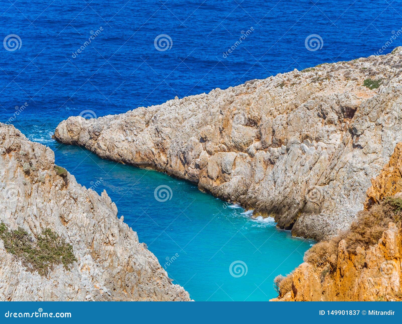 Orange Cliffs and Beautiful Blue Sea - Crete, Greece Stock Image ...