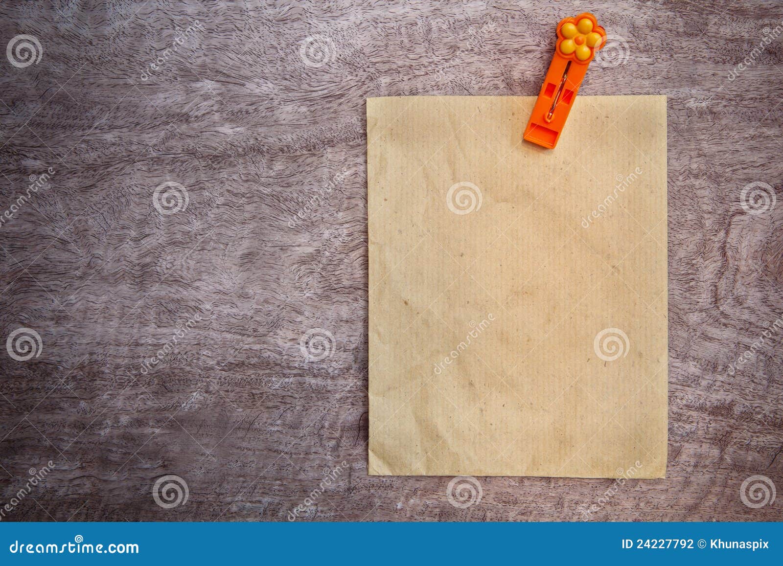 Orange Clip and Recycle Paper for Write Text on Wo Stock Photo - Image ...