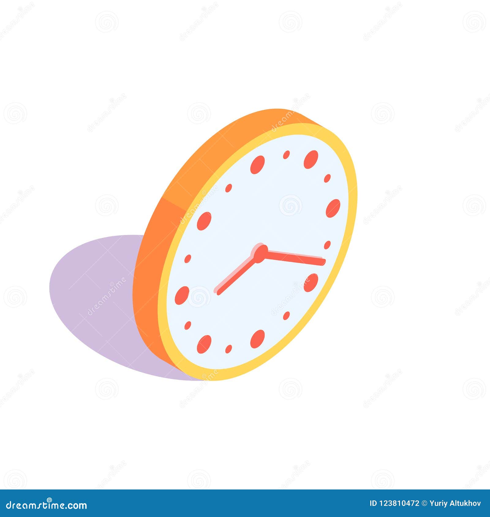 Orange Clock Icon. Vector Illustration. Stock Vector - Illustration of ...