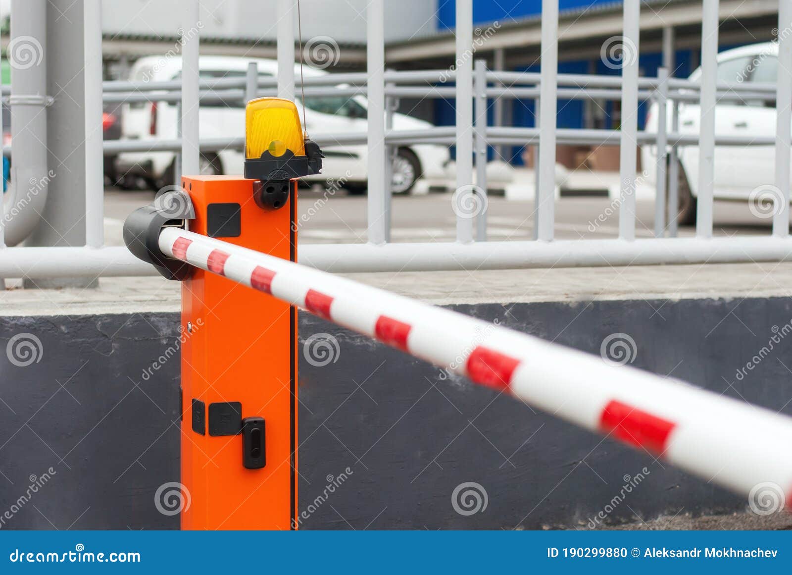 Orange Closed Parking Barrier for Cars Stock Photo - Image of available ...