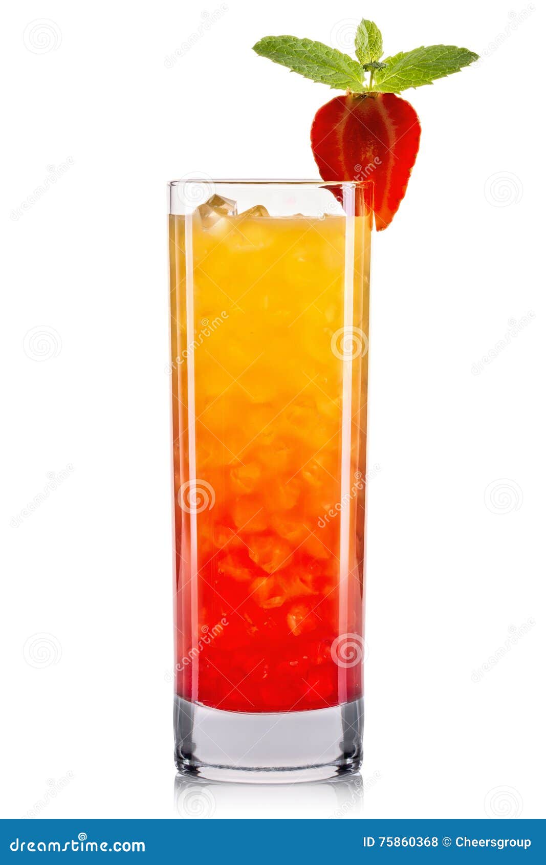 Orange Cocktail with Strawberry Isolated on White Background Stock ...