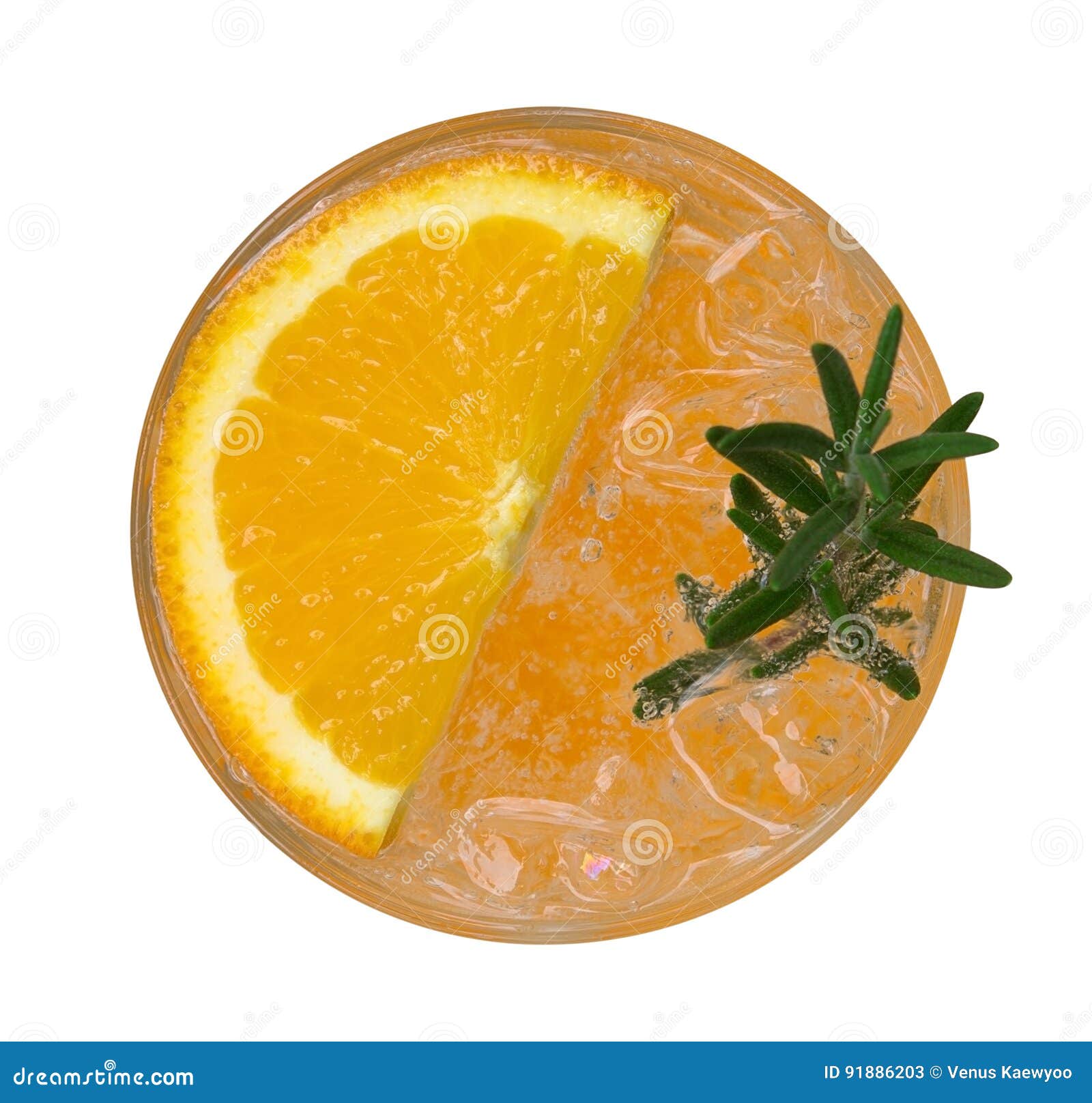 Orange Cocktail Top View Isolated on White Background, Clipping Stock ...