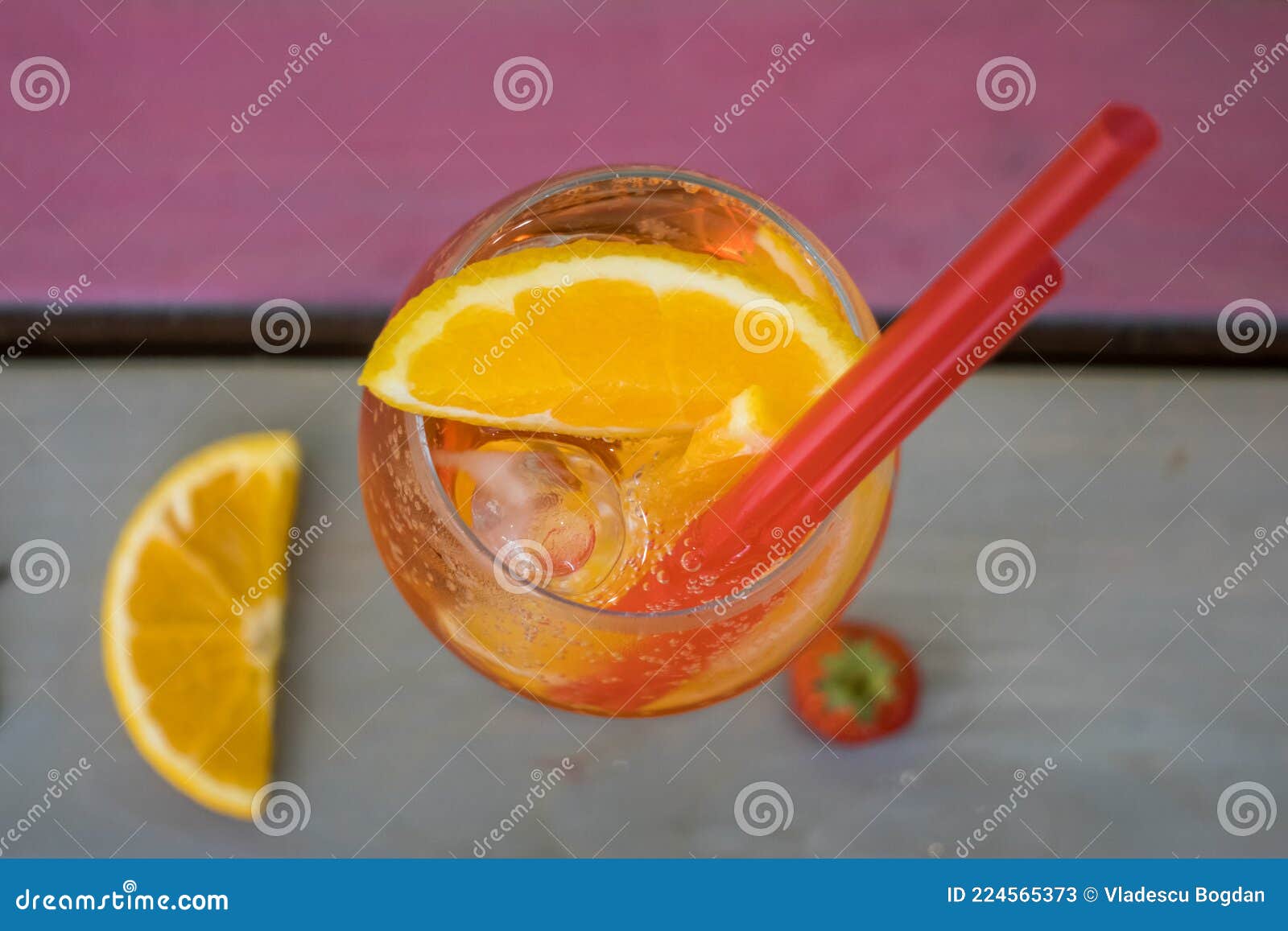 Orange Cocktail Top View stock image. Image of tasty - 224565373