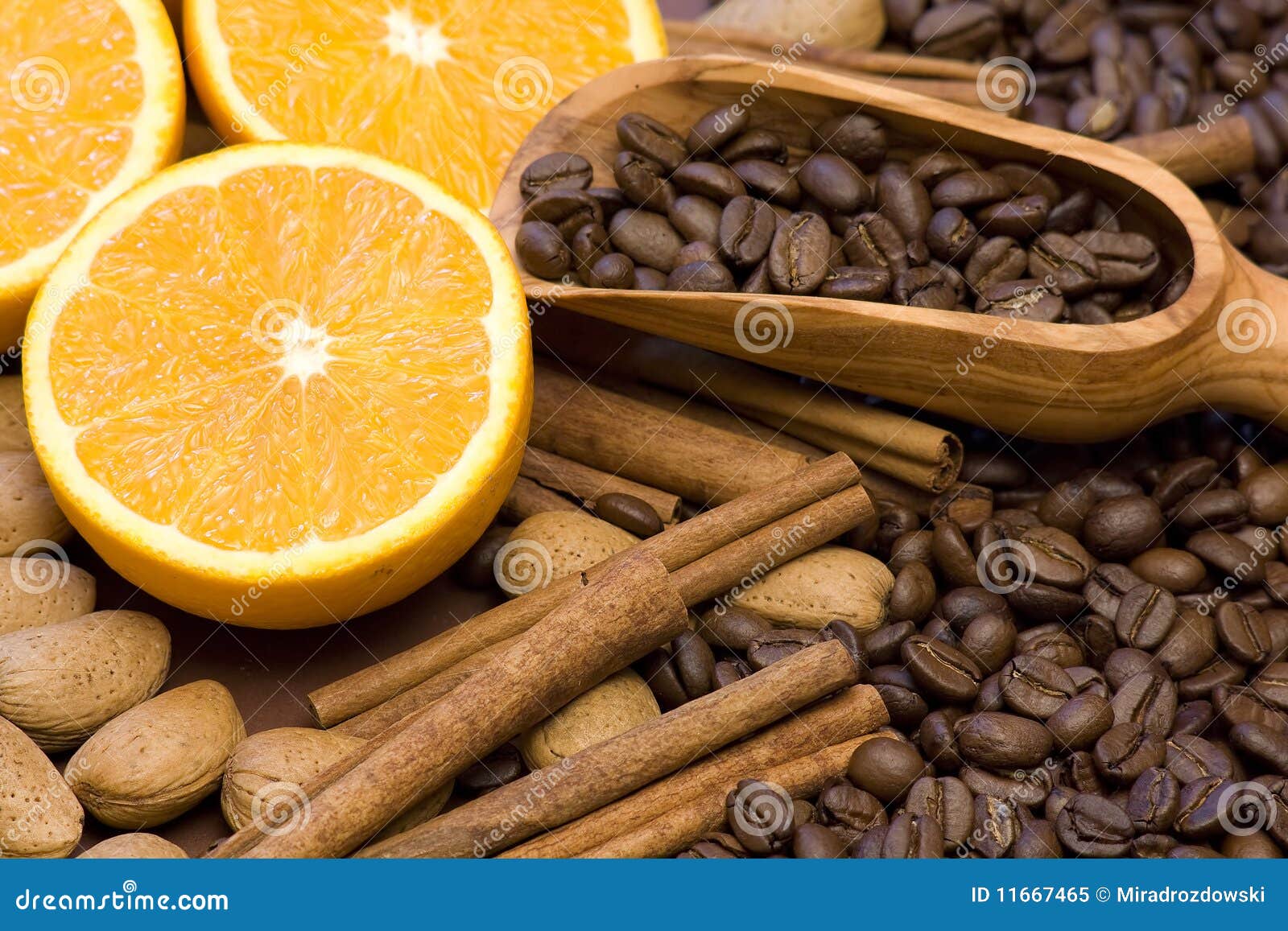 Orange, Coffee Beans and Cinnamon Stock Image - Image of chocolate ...