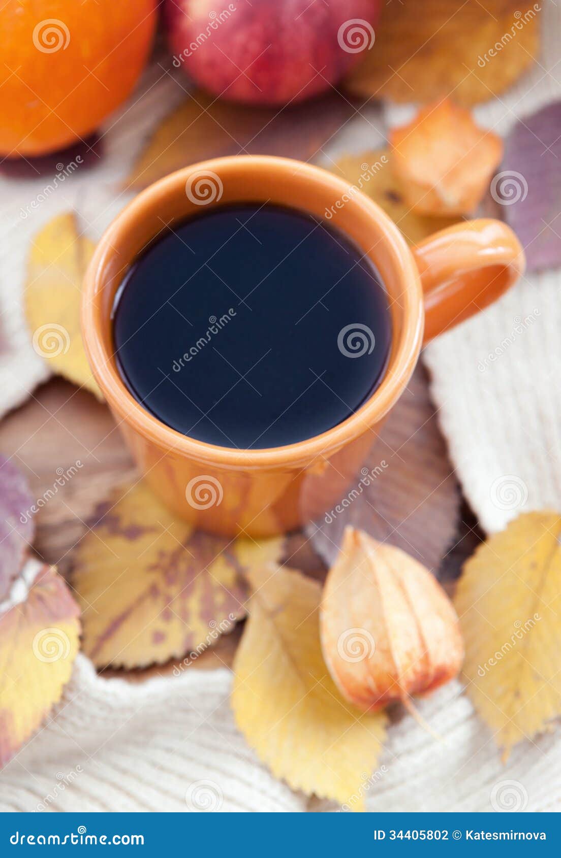Orange Coffee Cup on the Autumn Fall Leaves Stock Photo - Image of ...