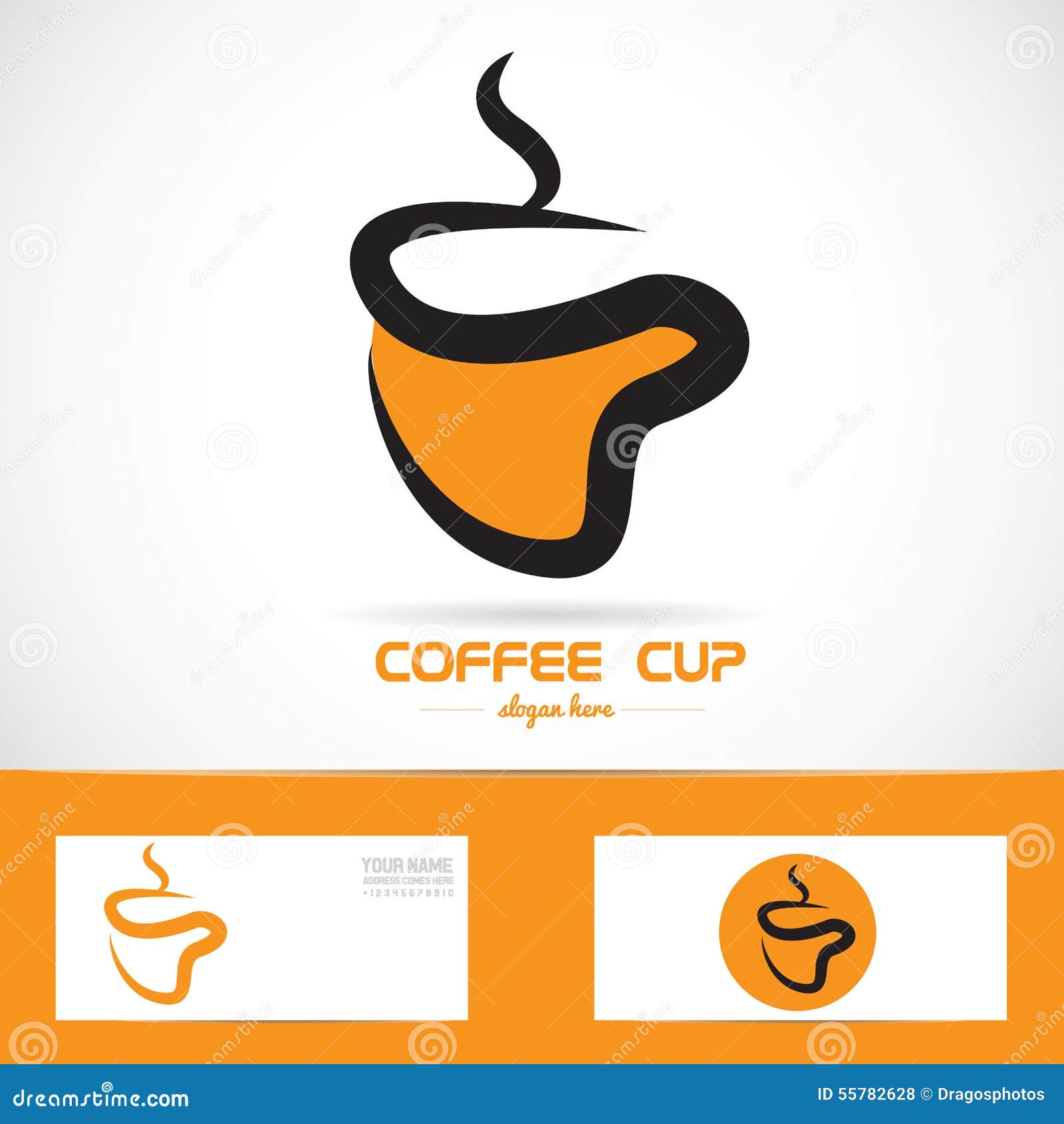 Orange coffee cup logo stock vector. Illustration of card - 55782628
