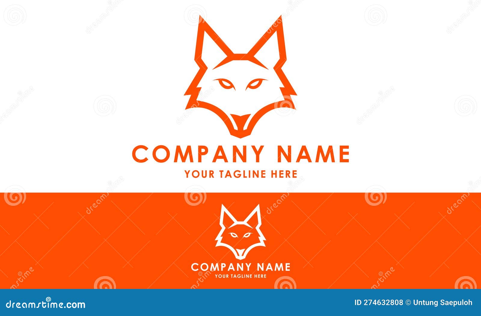 Orange Color Abstract Wolf Face Logo Design Stock Vector - Illustration ...