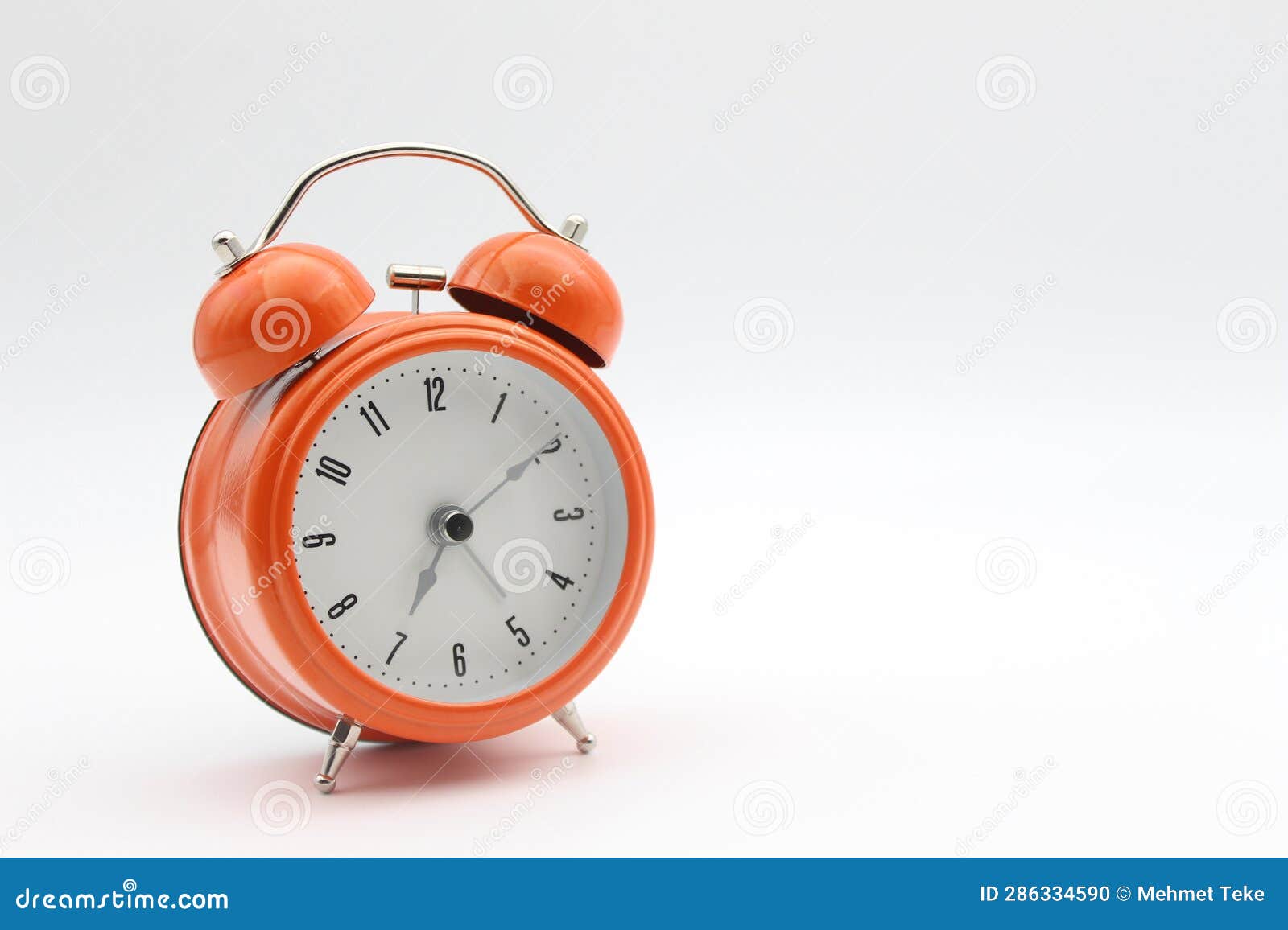 Orange Color Alarm Clock with White Background Stock Photo - Image of ...