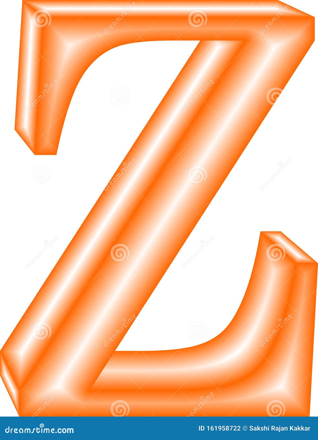 Orange Color Alphabet Z with 3d Effect Isolated on White Surface ...