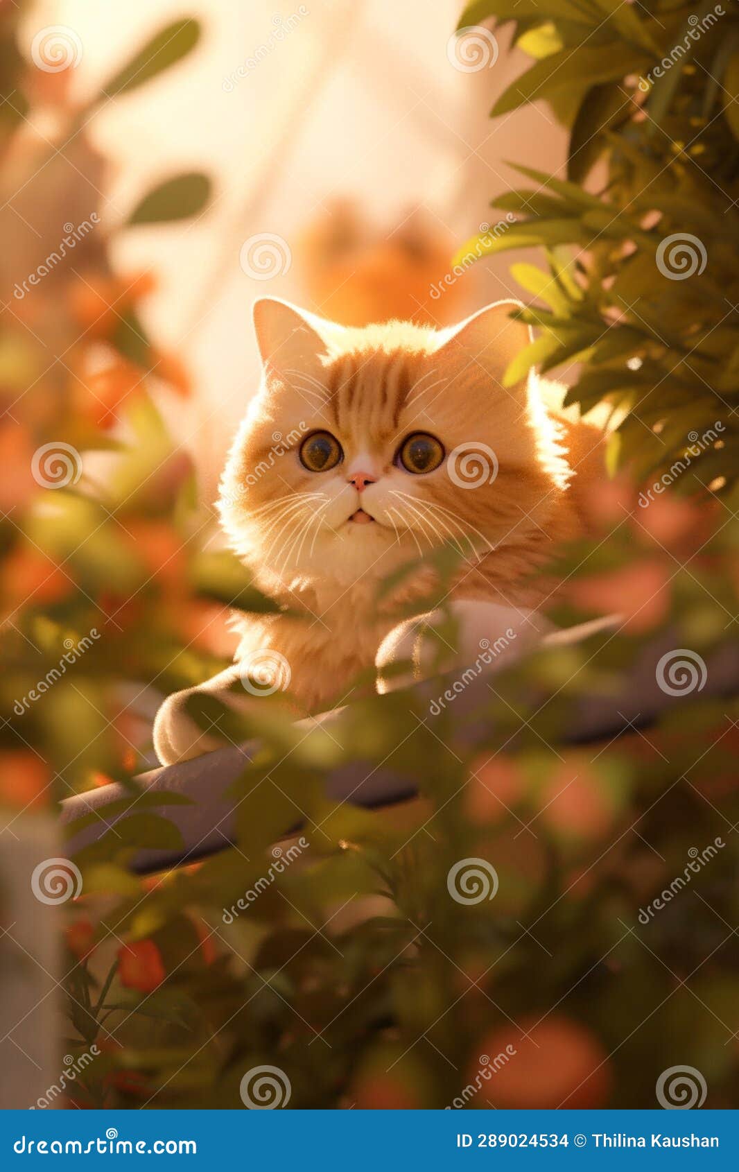 Orange Color Cat with Playing Stock Illustration - Illustration of ...