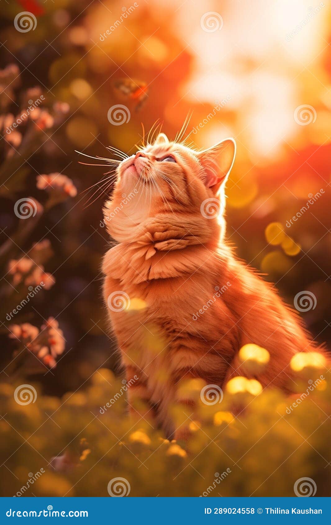 Orange Color Cat with Playing Stock Illustration - Illustration of ...
