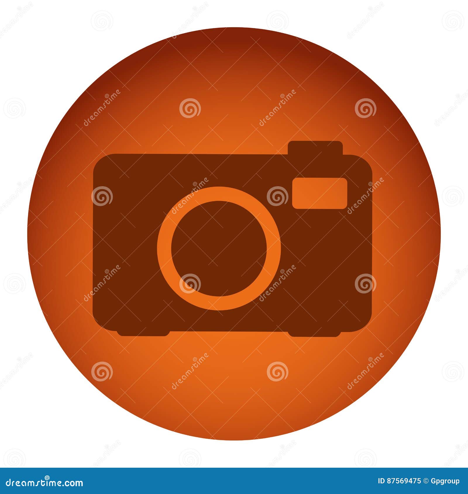 Orange Color Circular Frame with Silhouette Analog Camera Stock ...