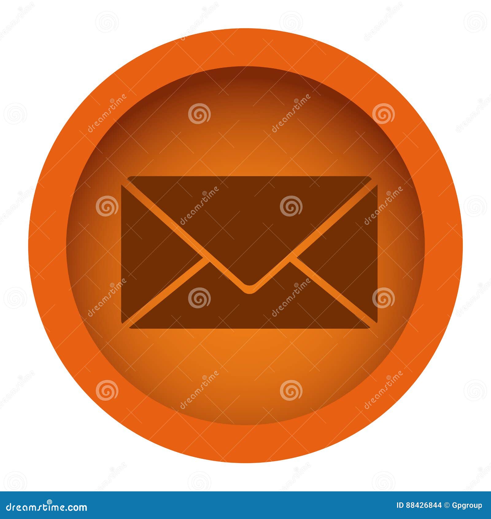 Orange Color Circular Frame with Silhouette Envelope Stock Illustration ...