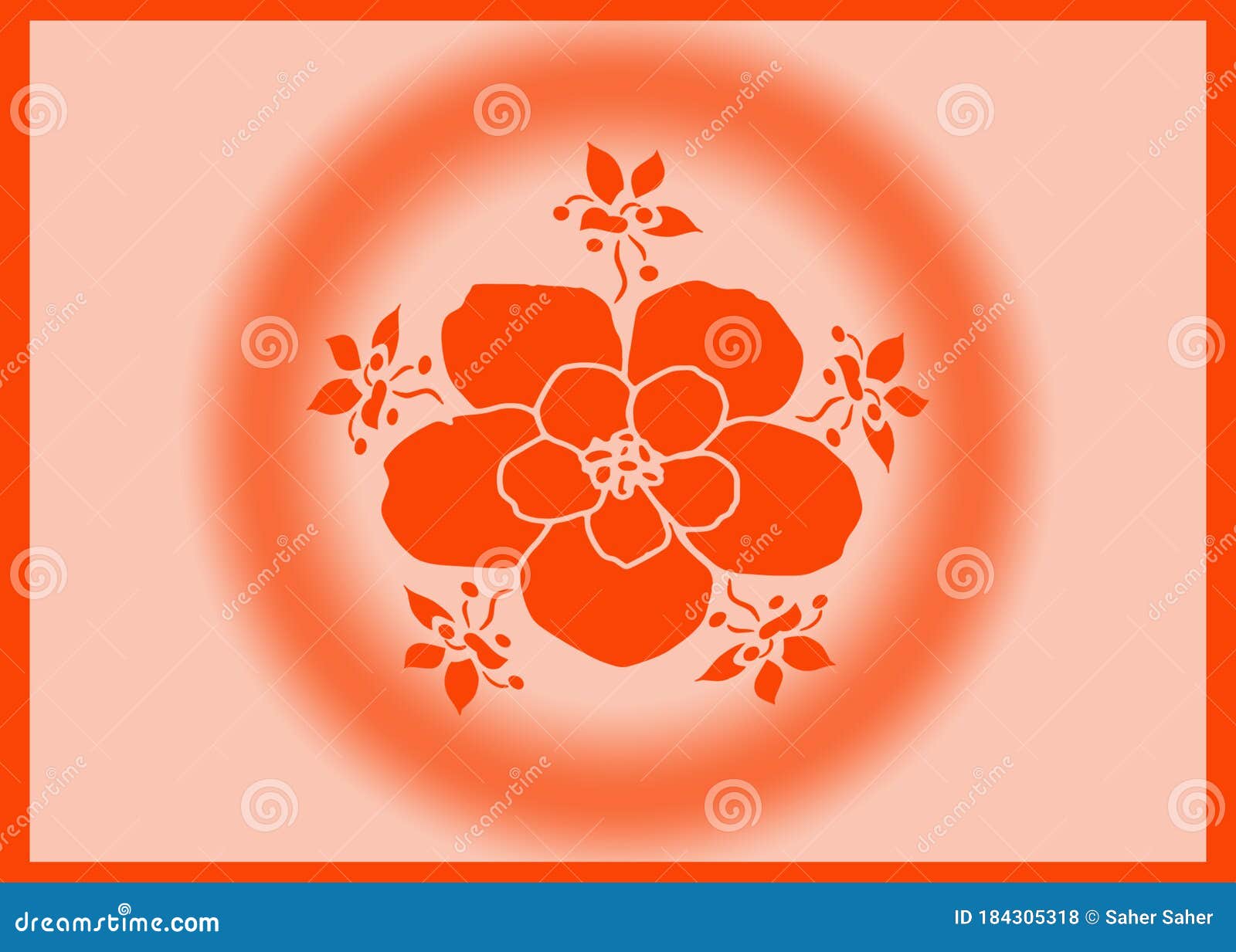 Orange Color Flower with Orange Border Stock Illustration ...
