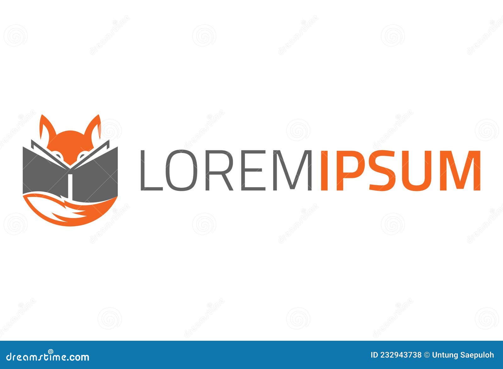 Orange Color Fox Reading Book Logo Design Stock Vector - Illustration ...