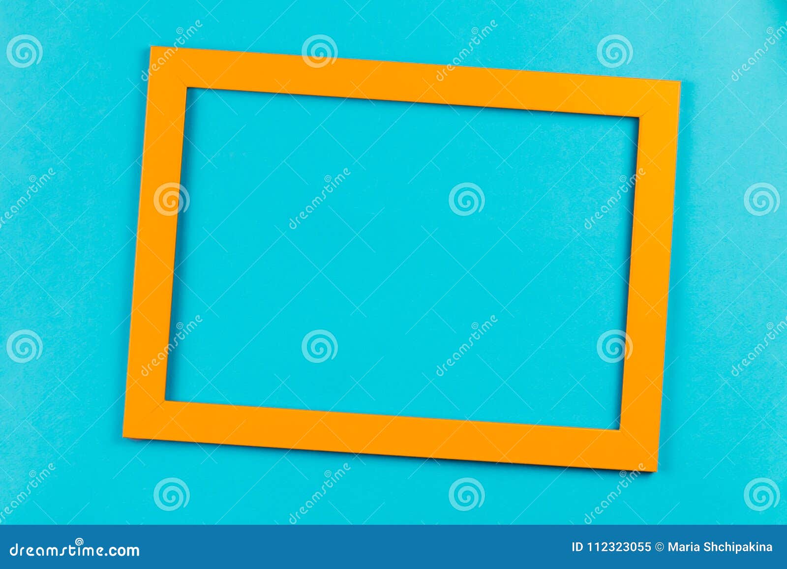 Orange Color Frame on Bright Blue Background. Stock Image - Image of ...