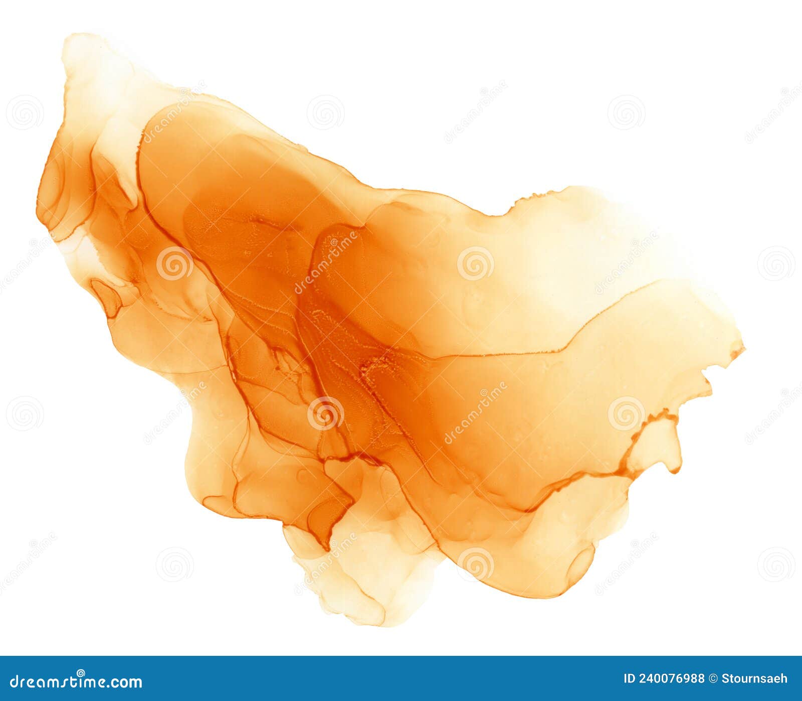 Orange Color Geode Pattern. Marbled Ink Shape Isolated on White Stock ...