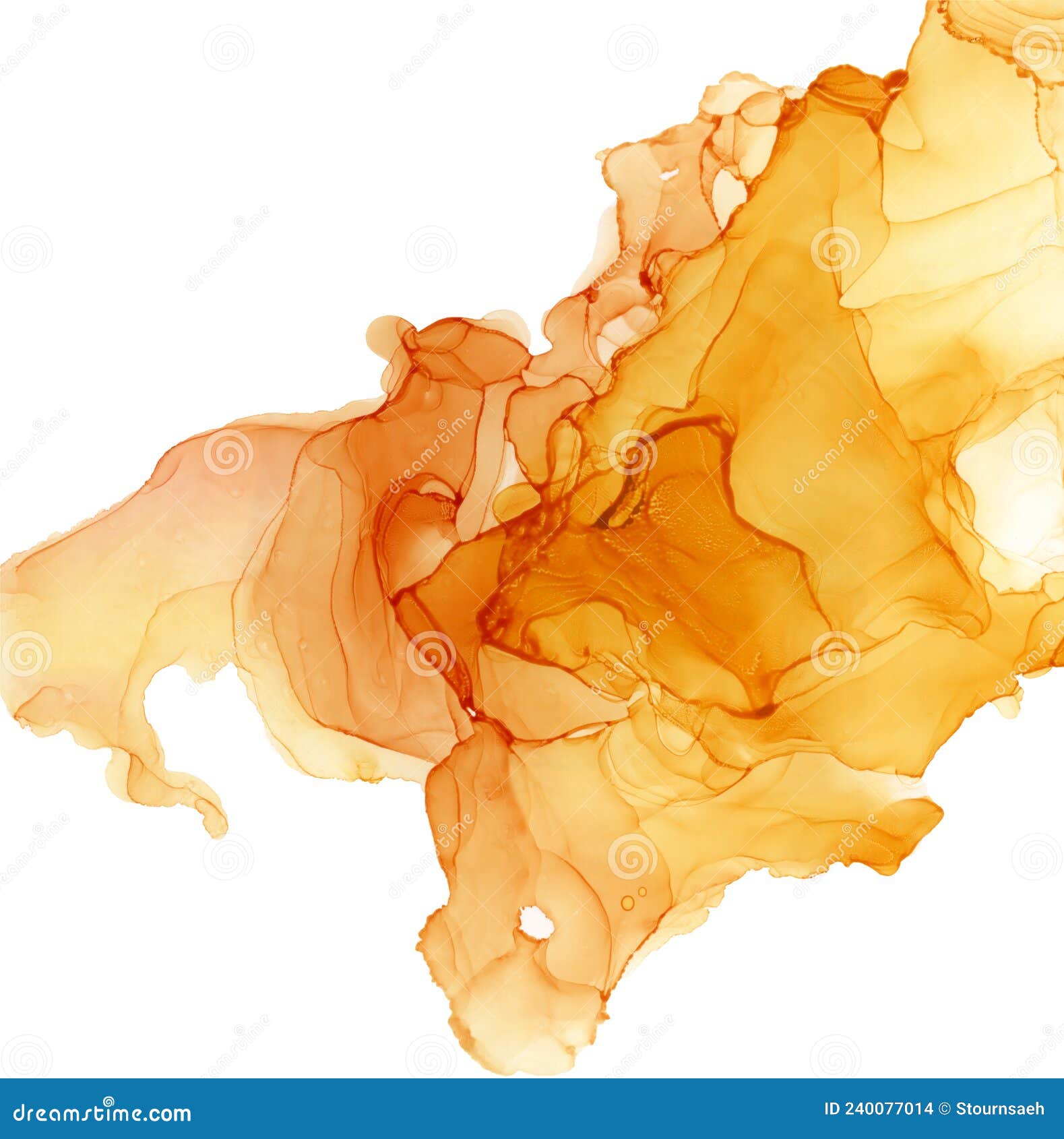 Orange Color Geode Pattern. Marbled Ink Shape Isolated on White Stock ...