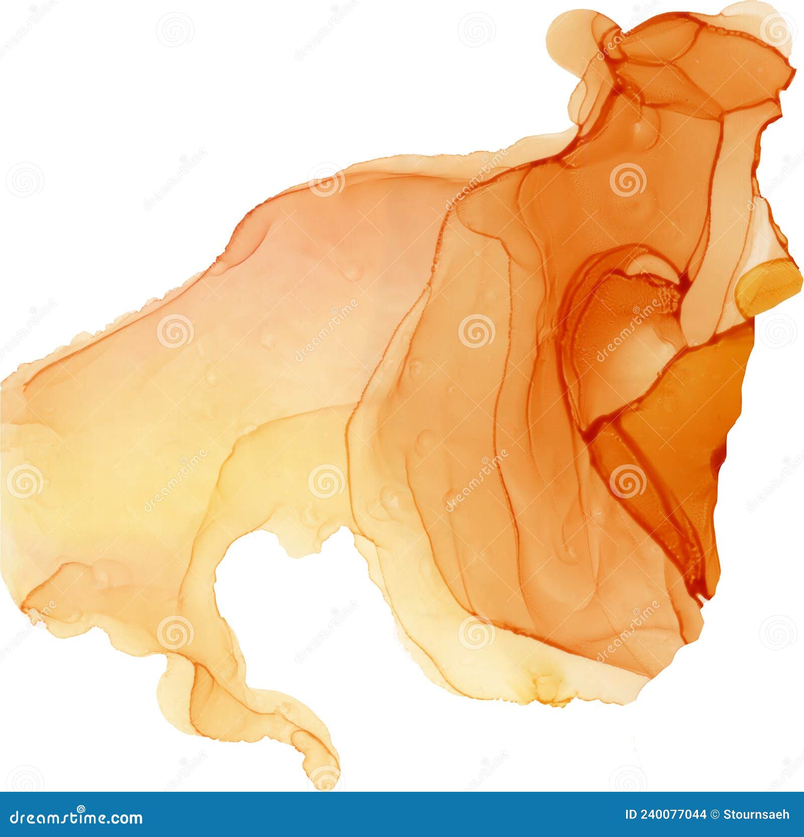 Orange Color Geode Pattern. Marbled Ink Shape Isolated on White Stock ...