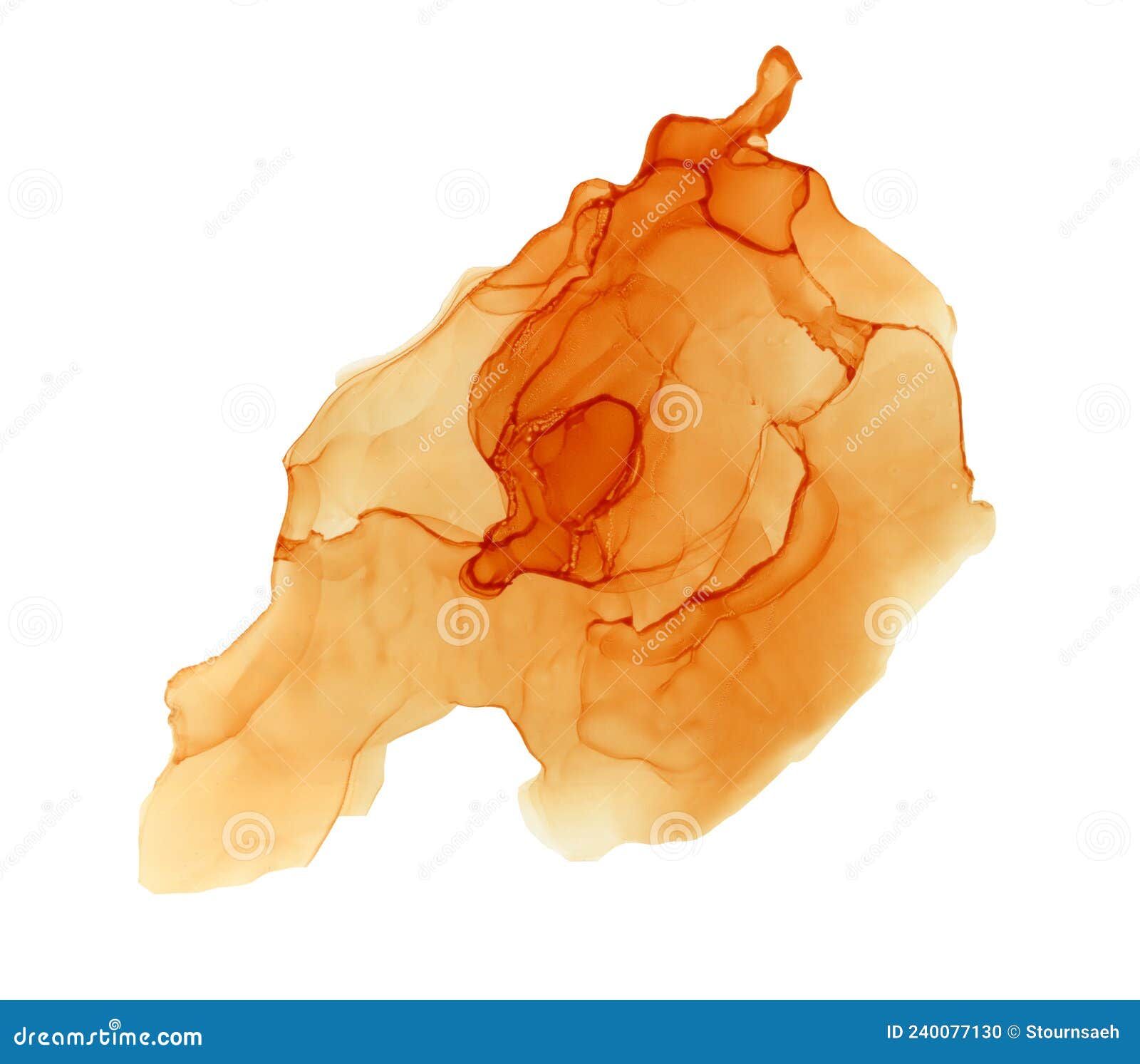 Orange Color Geode Pattern. Marbled Ink Shape Isolated on White Stock ...