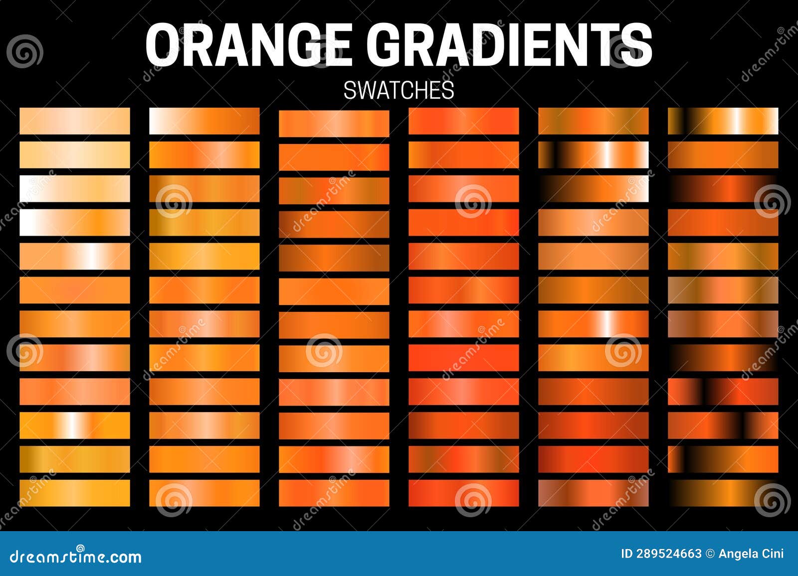 Orange Color Gradient Collection of Swatches Stock Vector ...
