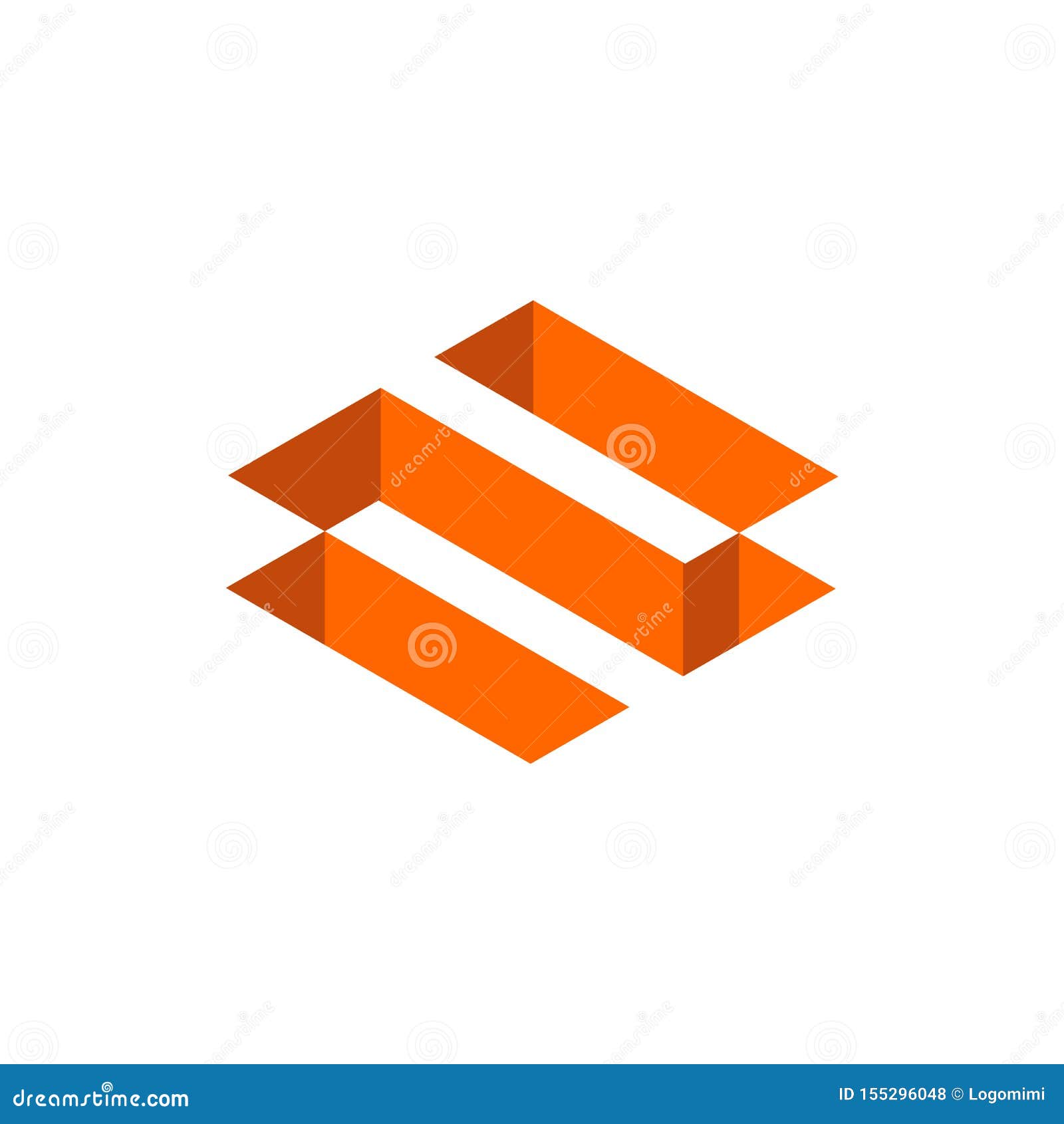 Orange Color Letter N Logo. Isometric Geometric Shape, 3D Icon Design ...