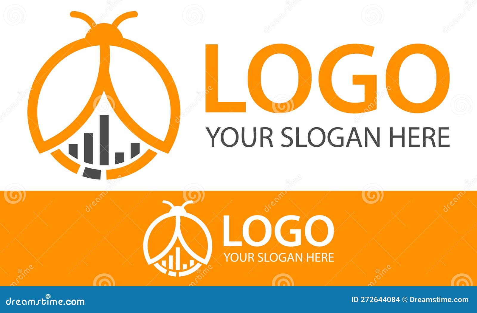 Orange Color Line Art Ladybug Insect Chart Growth Logo Design Stock ...