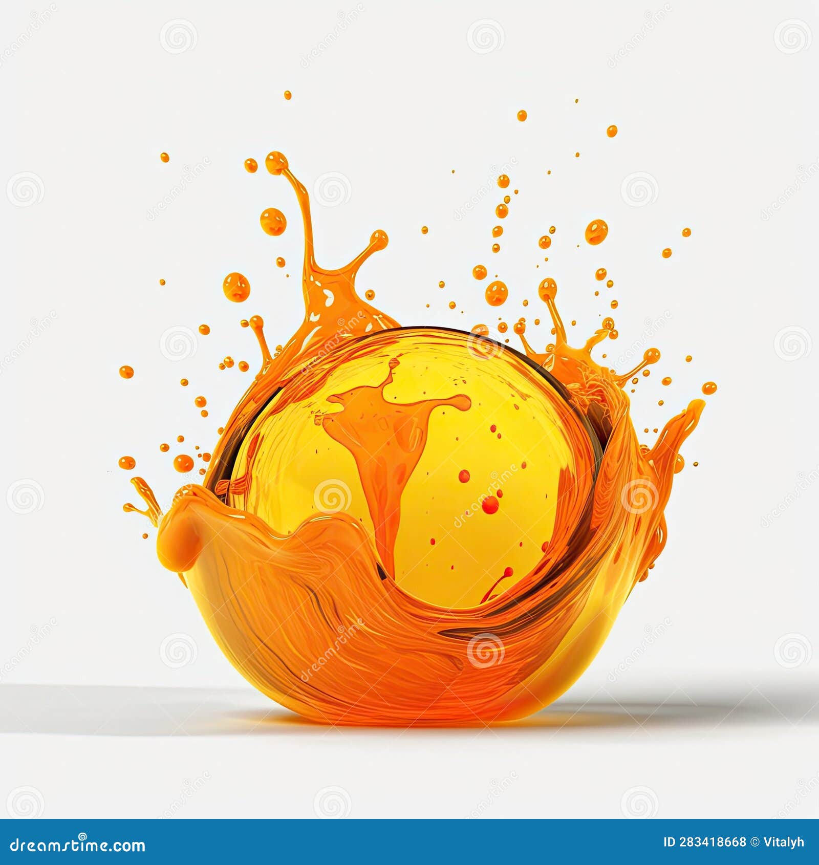 Orange Color Liquid Splash on a White Background. Stock Illustration ...