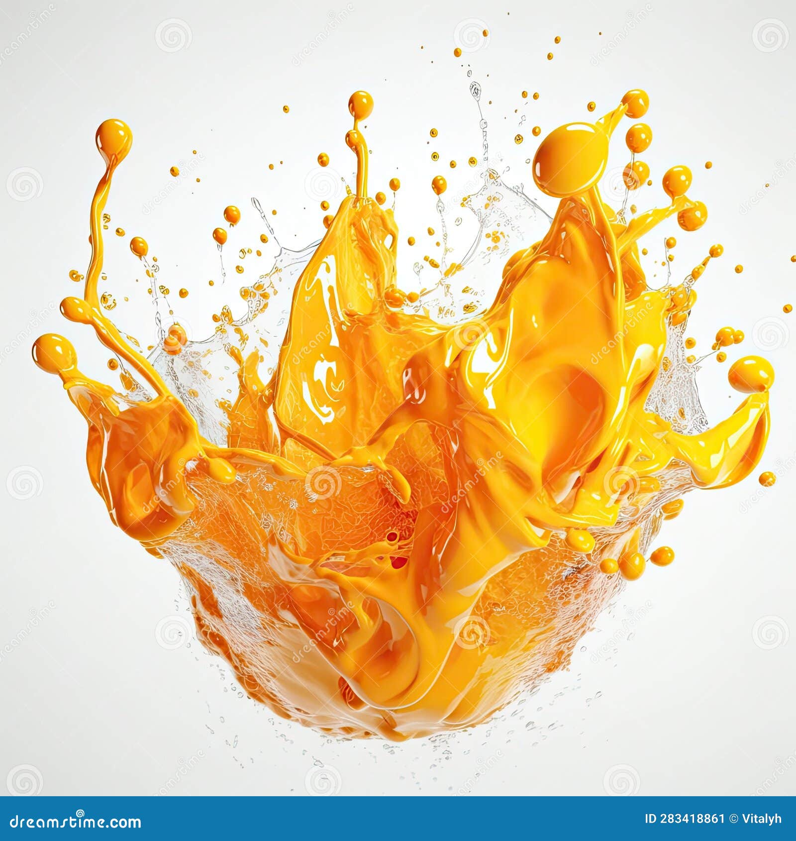 Orange Color Liquid Splash on a White Background. Stock Illustration ...