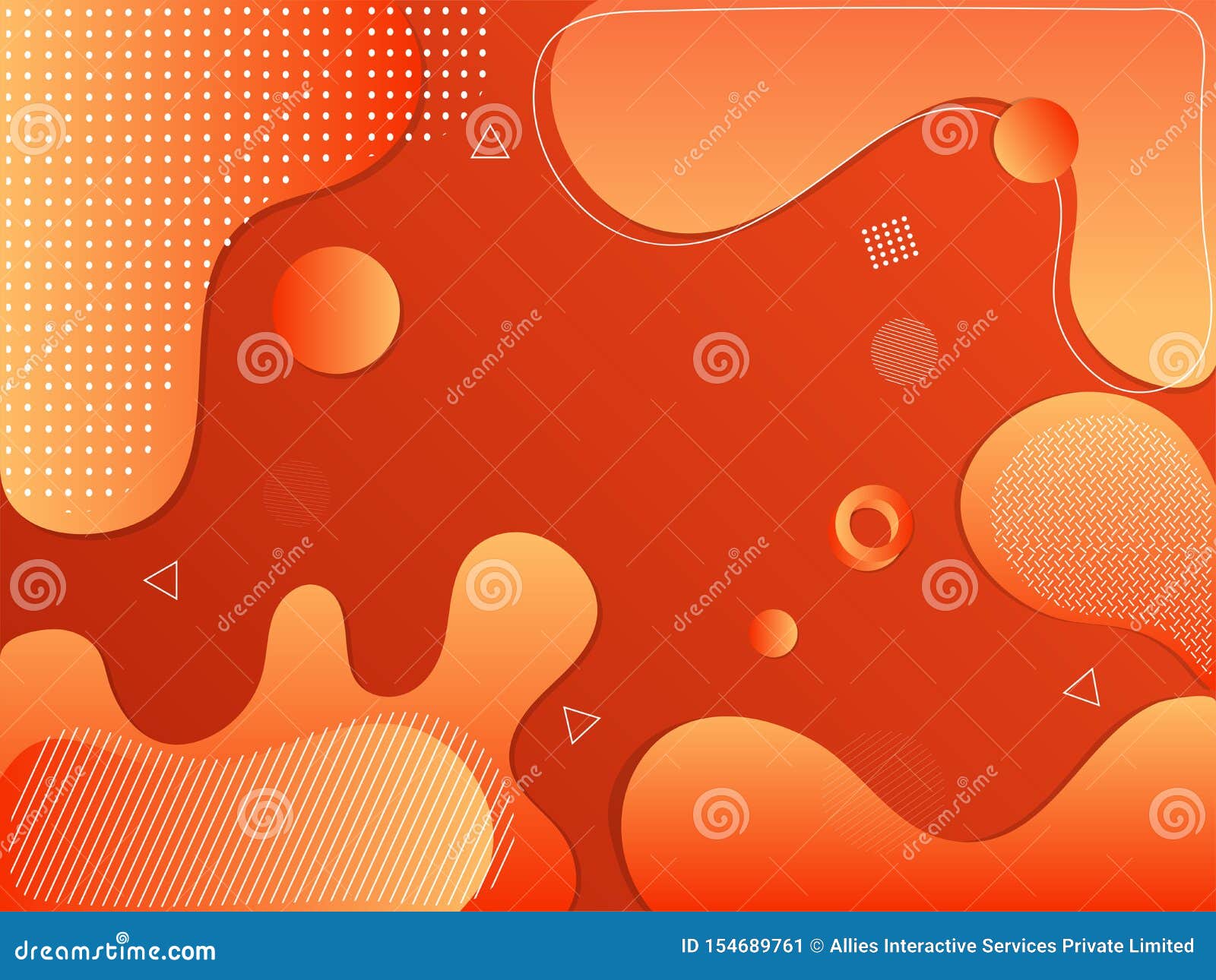 Orange Color Memphis Background. Funky Geometric Shapes. Stock ...