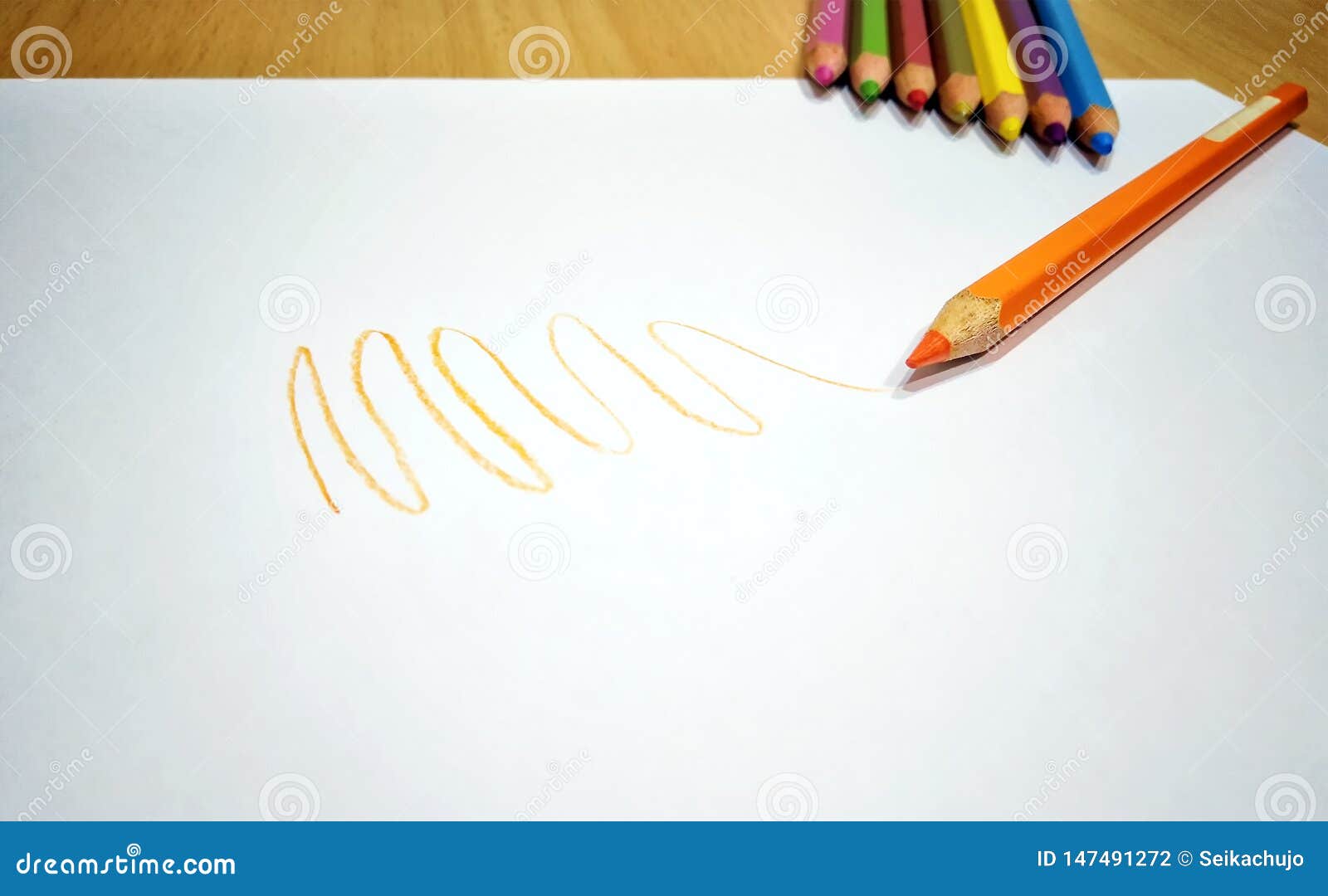 Orange Color Pencil Scribble on a Clean White Paper Stock Photo - Image ...
