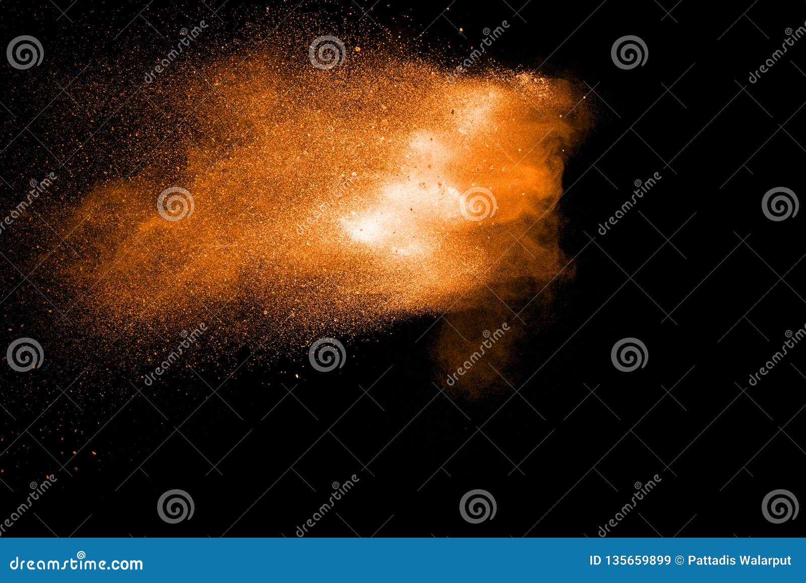 Orange Color Powder Explosion on Black Background Stock Image - Image ...