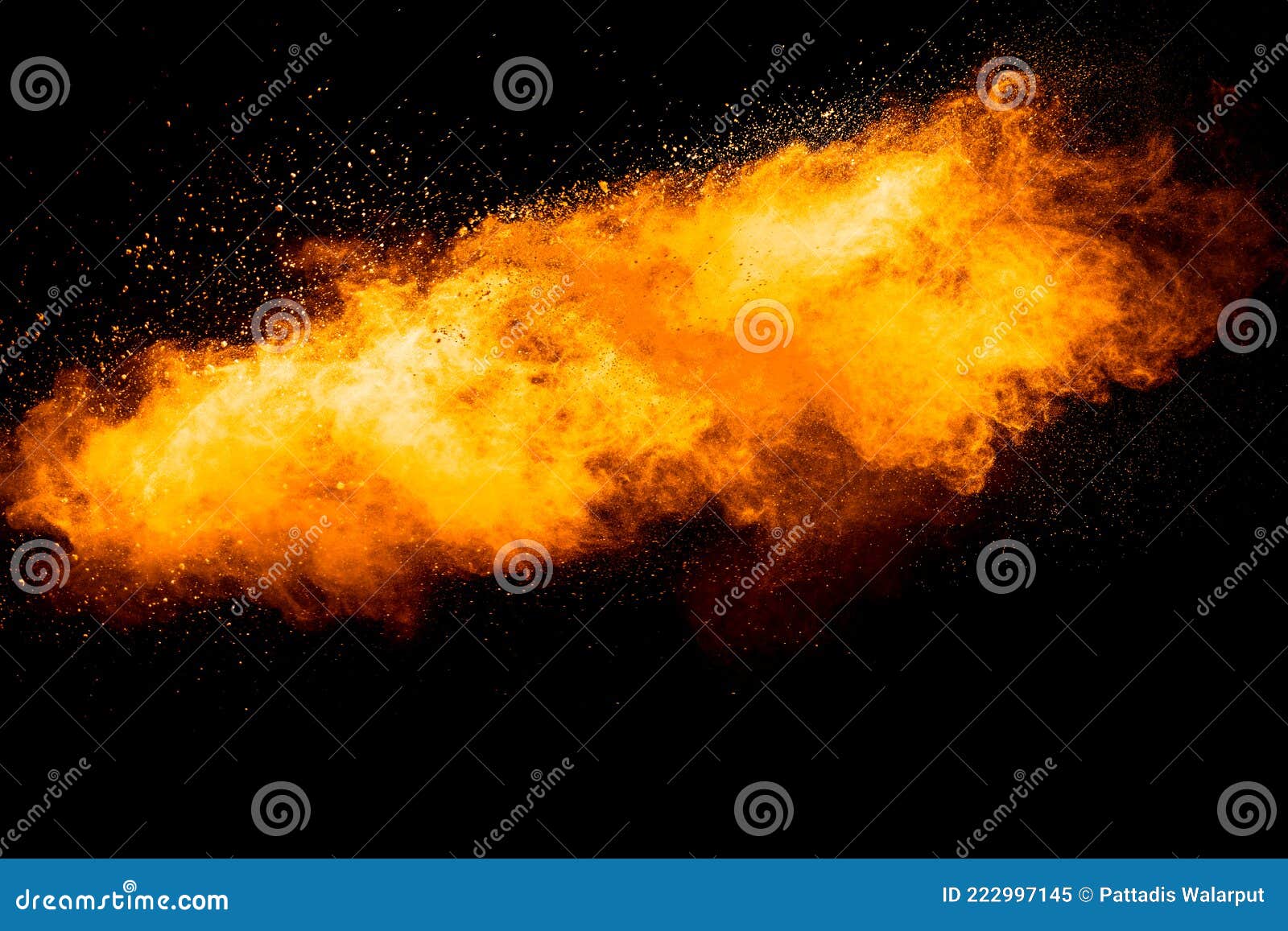 Orange Color Powder Explosion on Black Background Stock Image - Image ...