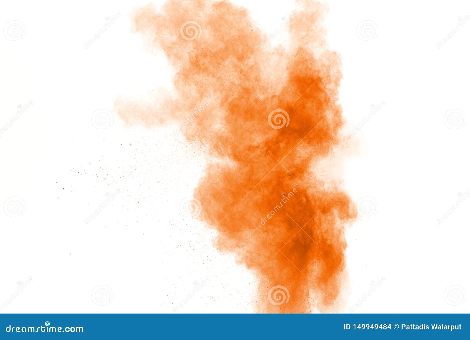 Orange Color Powder Explosion Cloud on White Background. Orange Dust ...