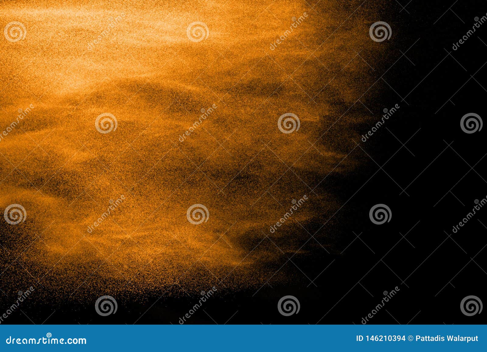 Orange Color Powder Splatter on Black Background. Color Particles ...