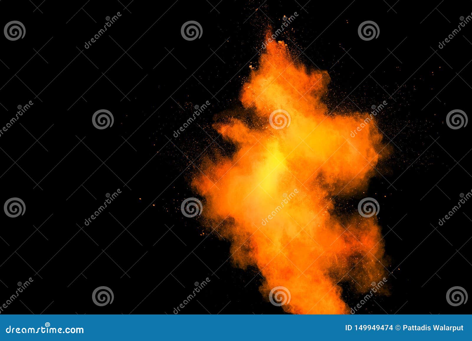 Orange Color Powder Splatter on Black Background. Color Particles ...