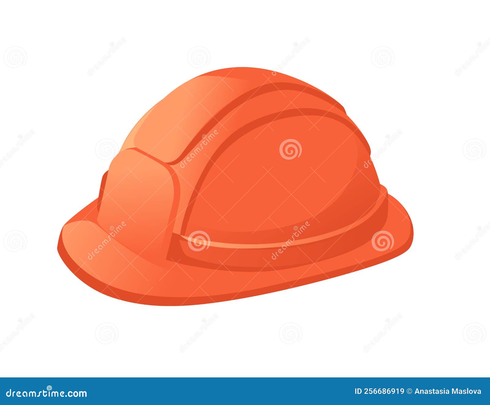 Orange Color Safety Builder Helmet Vector Illustration Isolated on ...