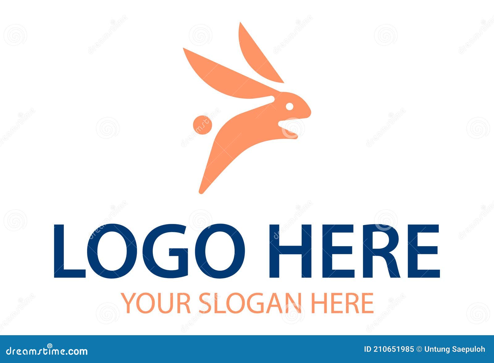 Orange Color Simple Rabbit Jump Logo Design Stock Vector - Illustration ...