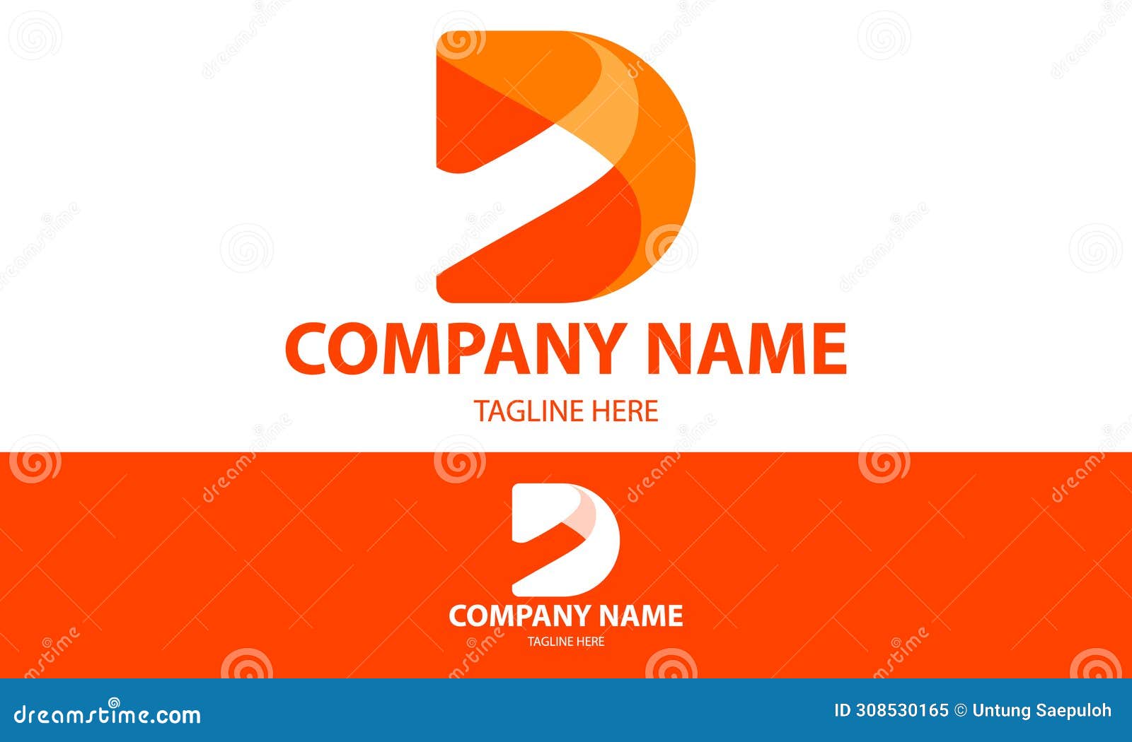 Orange Color Simple Shape Initial Letter D Logo Design Stock Vector ...