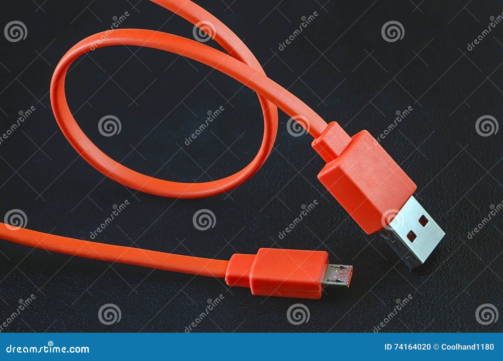 Orange color USB cable stock photo. Image of network - 74164020