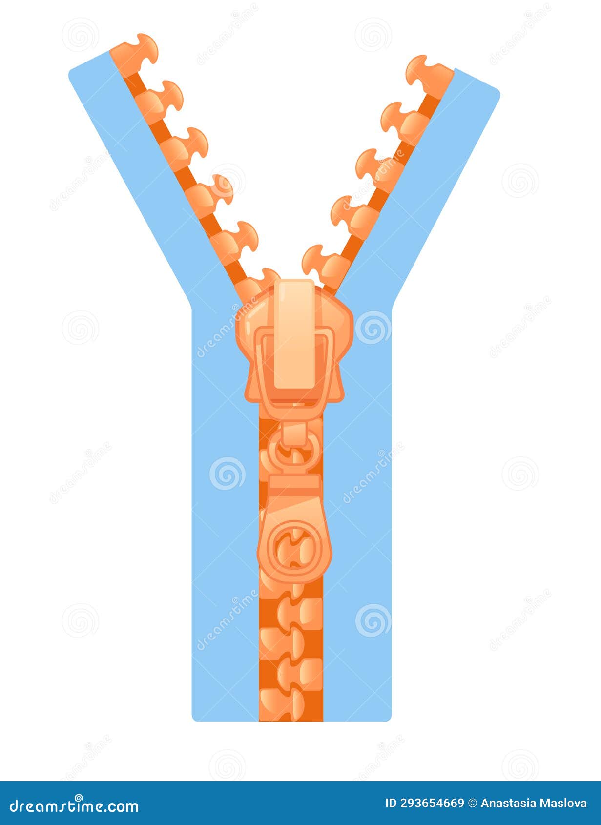 Orange Color Zipper and Puller Vector Illustration Isolated on White ...