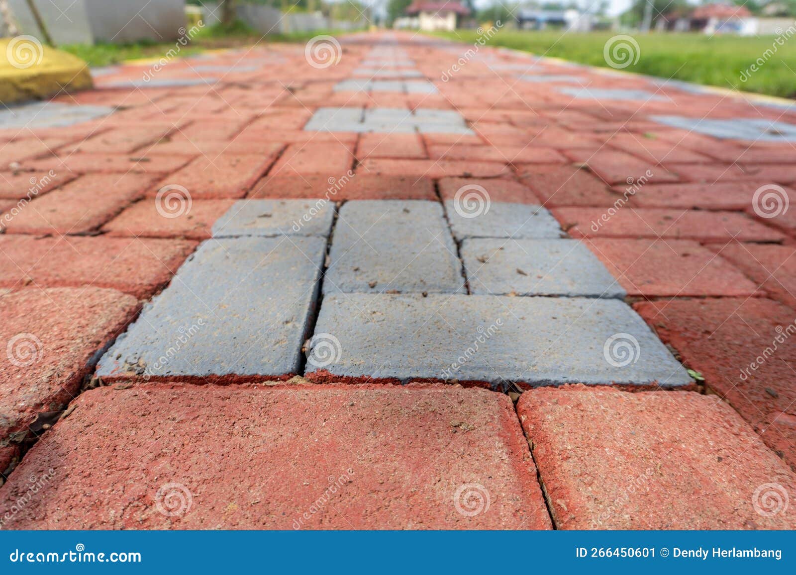 Orange Colored Paving Block Bricks Path in the Park Stock Image - Image ...
