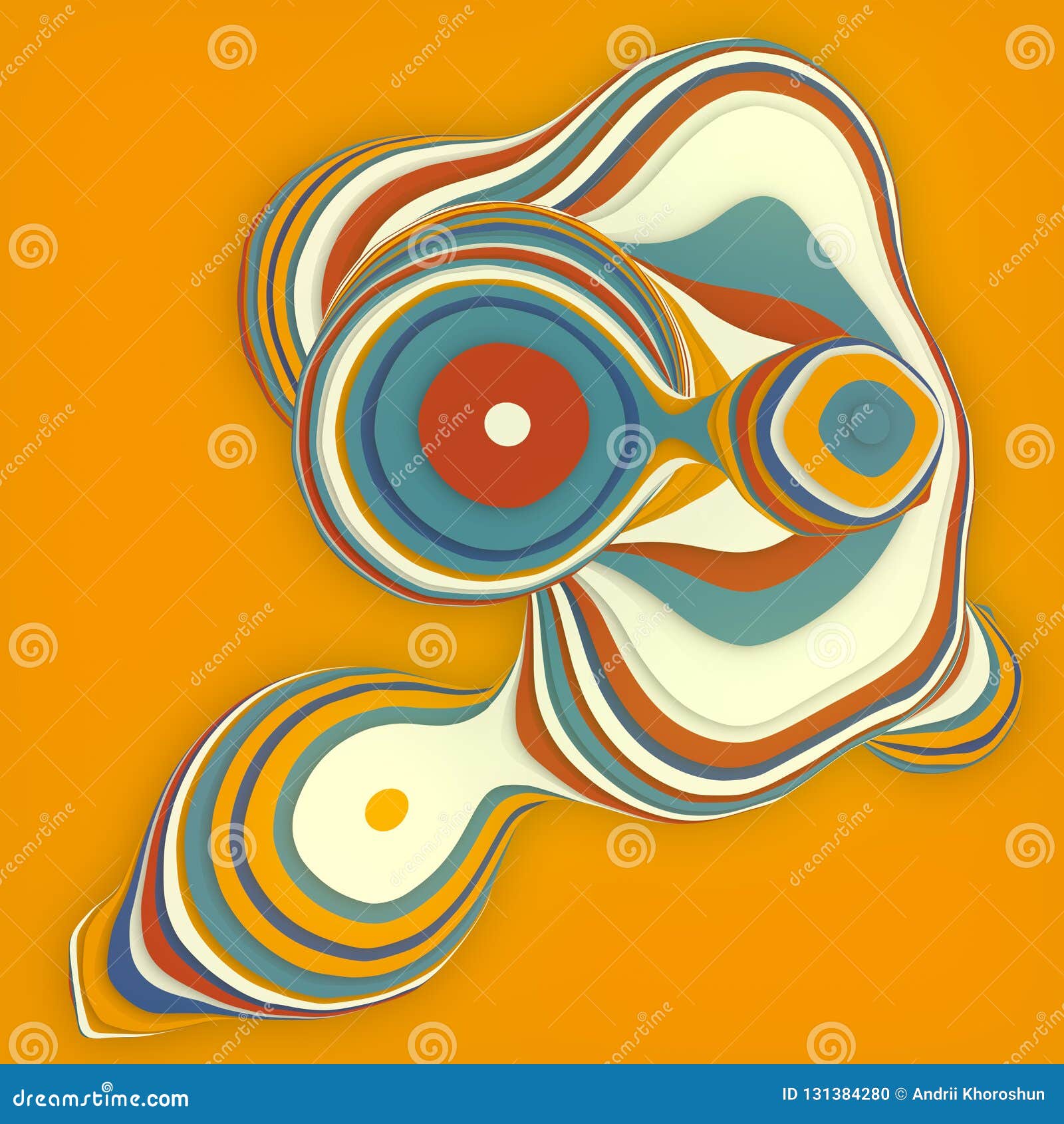 Orange Colored Sliced Shape. Computer Generated Abstract Geometric 3D ...