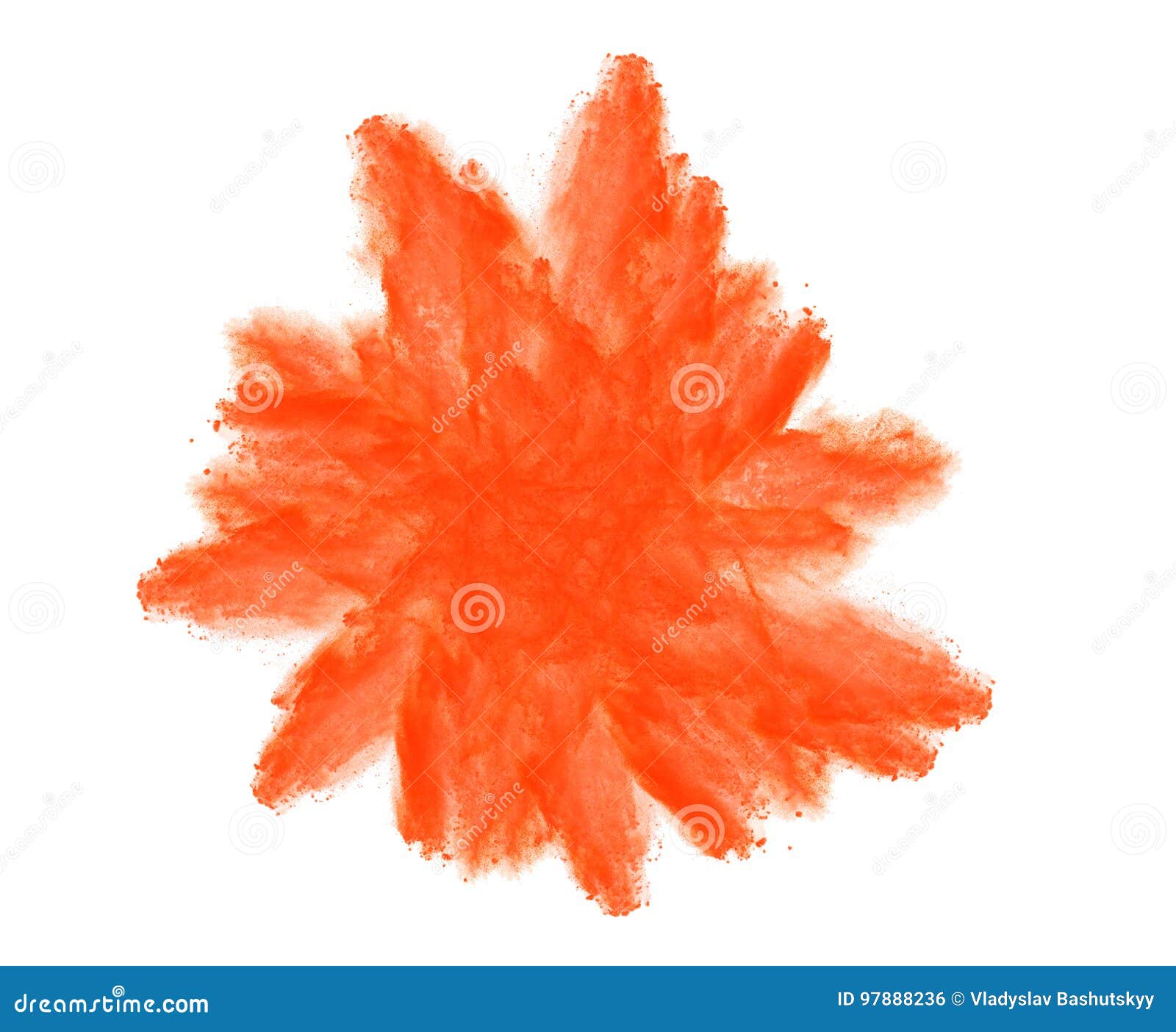 Orange Colorful Powder Splash Explosion Isolated on White Background ...