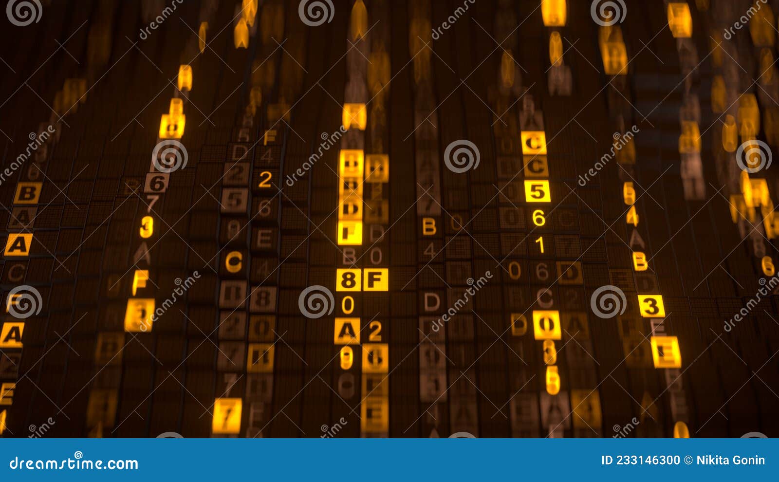 Orange Computer Code in Hexadecimal Format 3D Rendering Stock ...