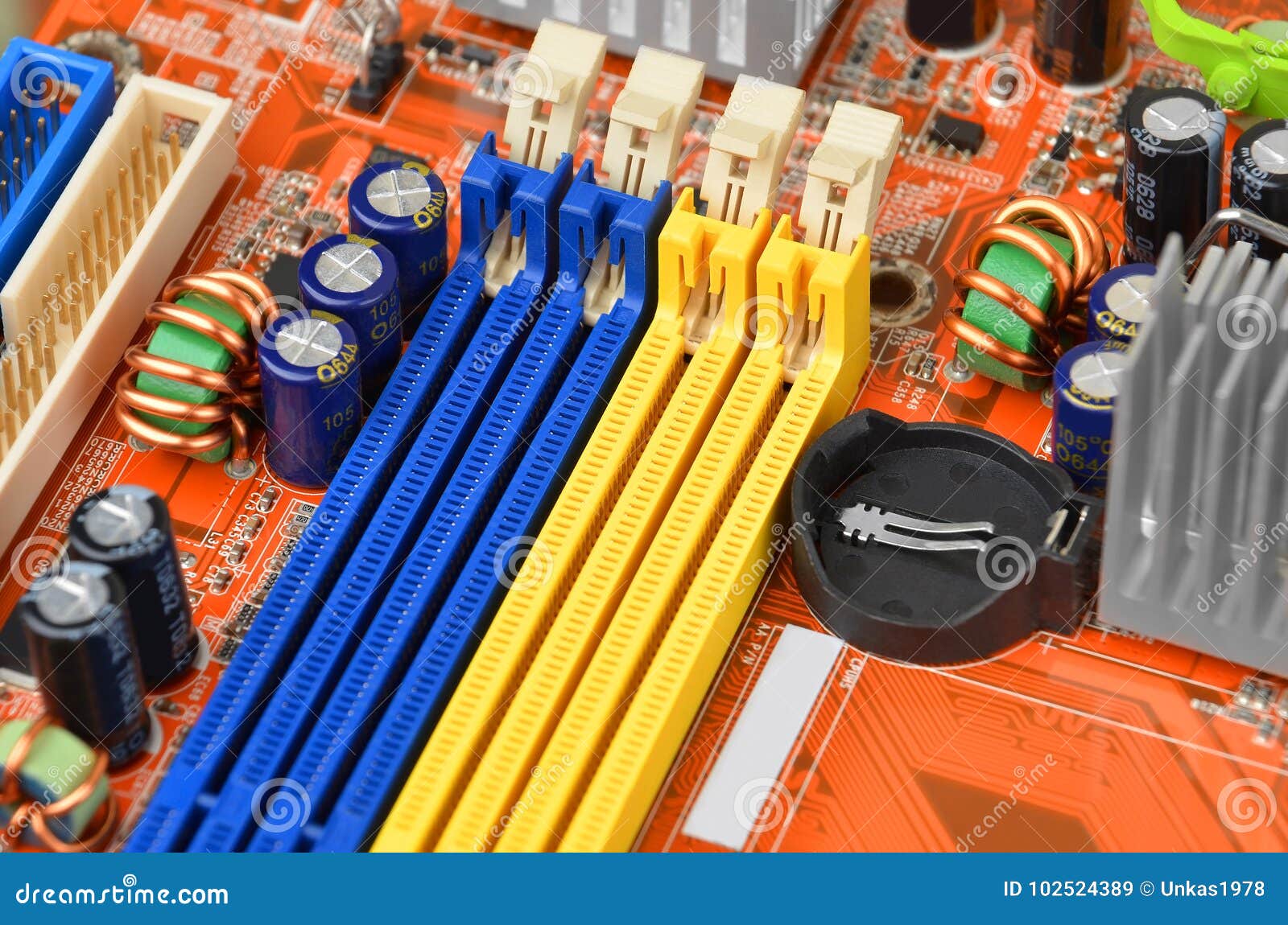 Orange Computer Motherboard Stock Image - Image of microchip ...