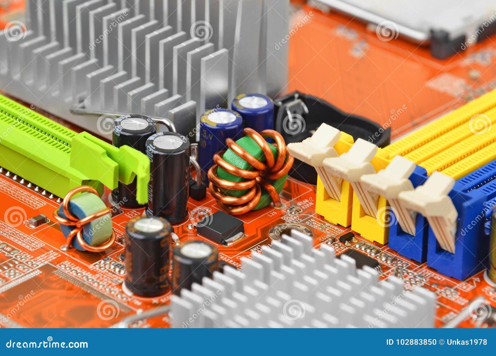 Orange Computer Motherboard Stock Photo - Image of microcircuit ...