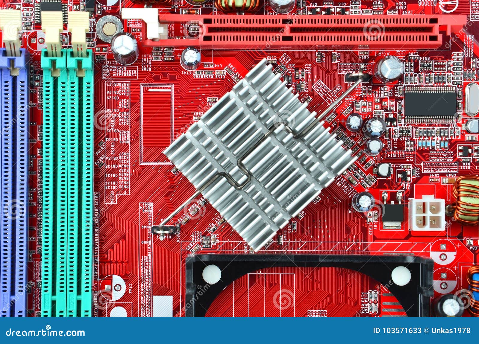 Orange Computer Motherboard Stock Image - Image of component, board ...