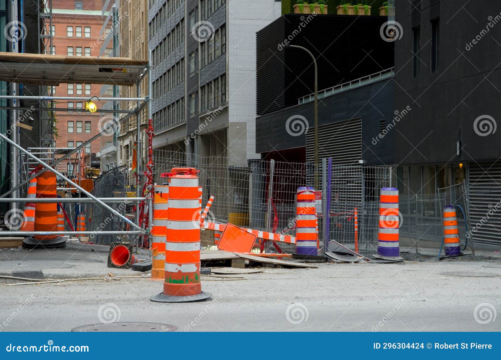 Street Under Construction in Montreal Quebec Stock Photo - Image of ...